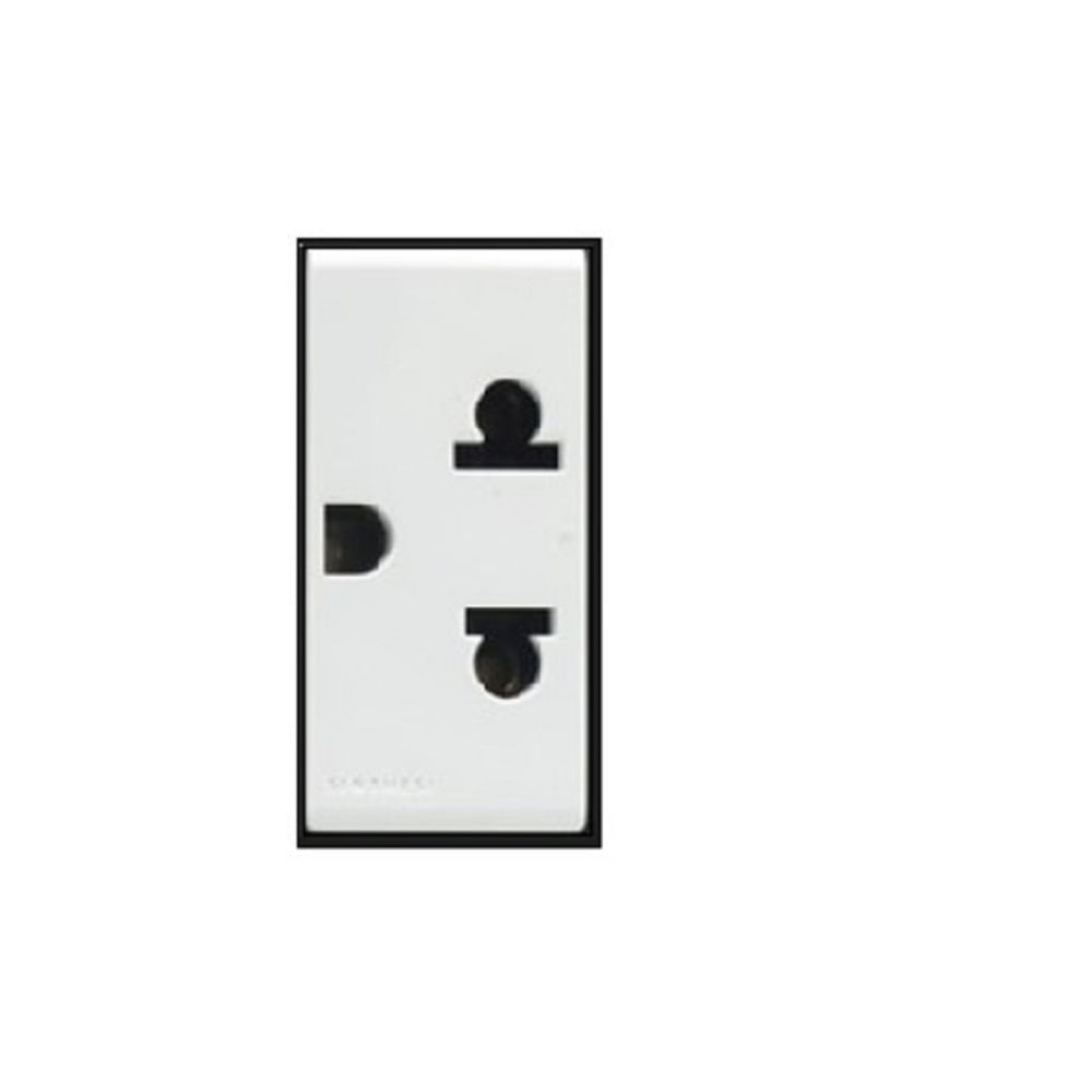 DADO TOMACORRIENTE SIMPLE UNIVERSAL CON TIERRA DE 1 MODULO SINTHESI S22 BLANCO - Real Plaza