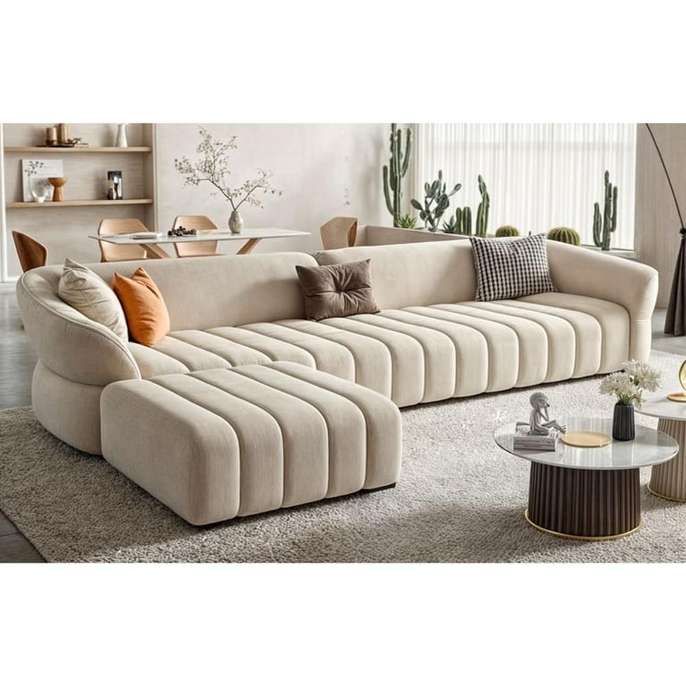 Sofá Seccional Versalle 4 Cuerpos + Puff - Ivory - Real Plaza