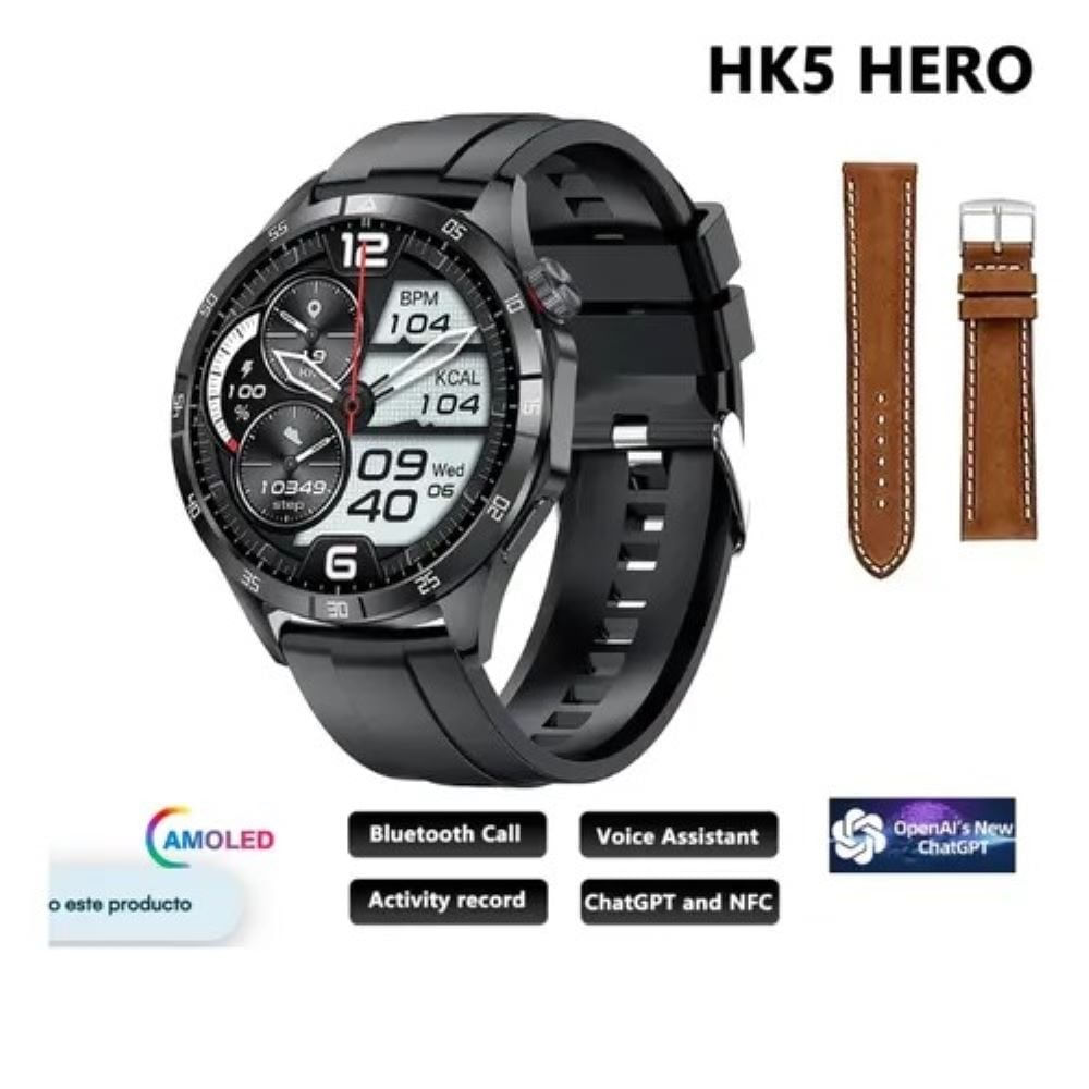 Smartwatch hk5 hero gama alta y 2 correas negro - Real Plaza