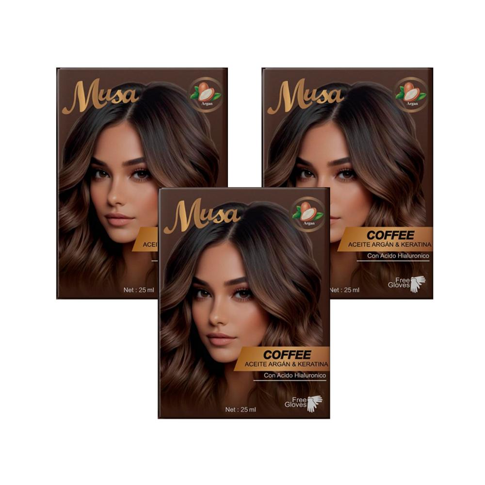 Shampoo Tinte Cafe 1B con Argan 25mlx10 en Sachets Musa 3 und - Real Plaza
