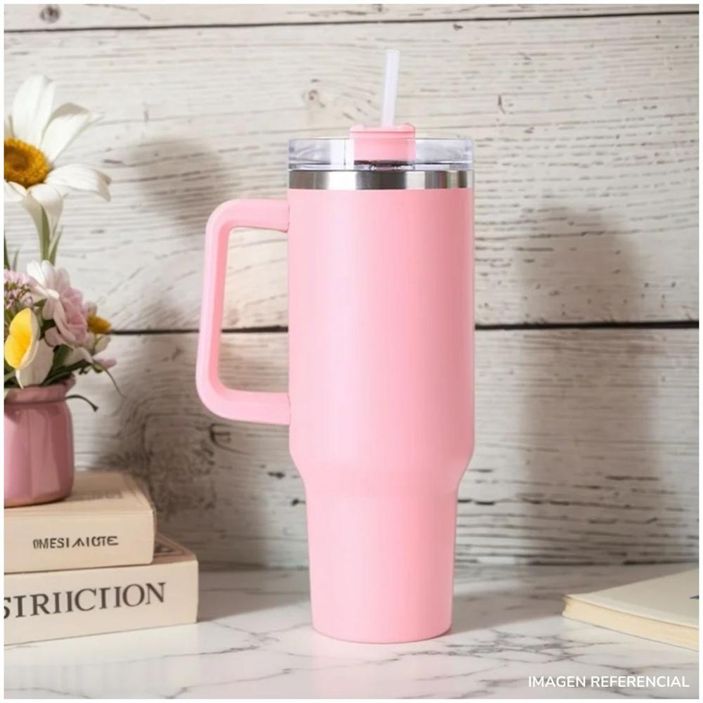 Vaso termo grande con asa 1200ml STAN Rosa - Real Plaza