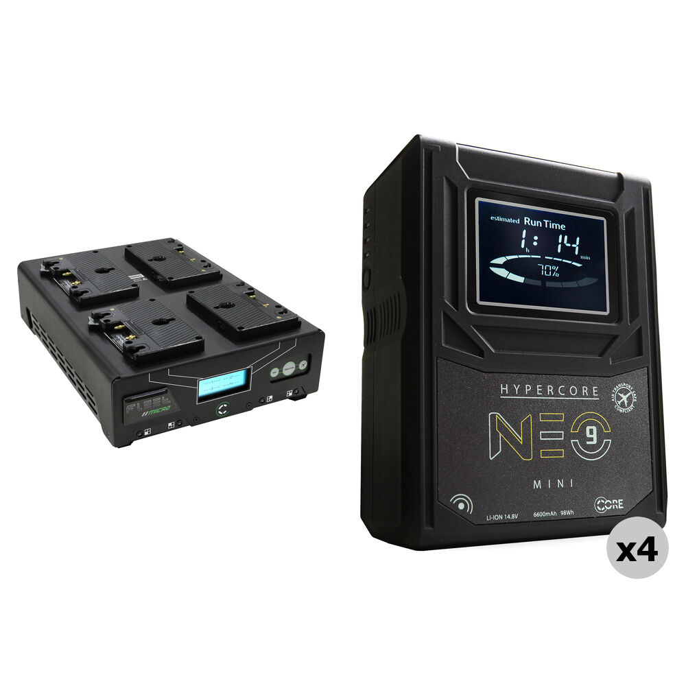 Kit de 4 Baterías Hypercore NEO 9 Mini 98Wh con Cargador Cuádruple ...