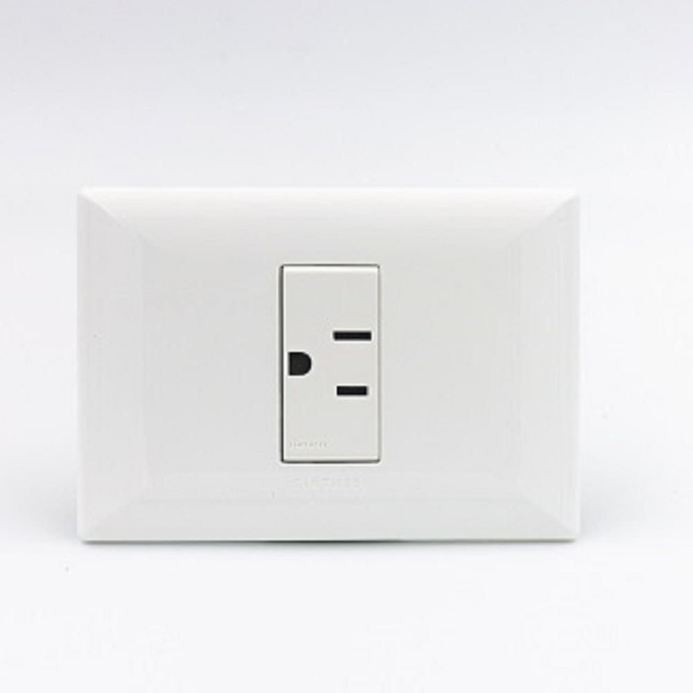 TOMACORRIENTE SIMPLE AMERICANO SINTHESI S22 PLACA BLANCA Y DADO BLANCO ...