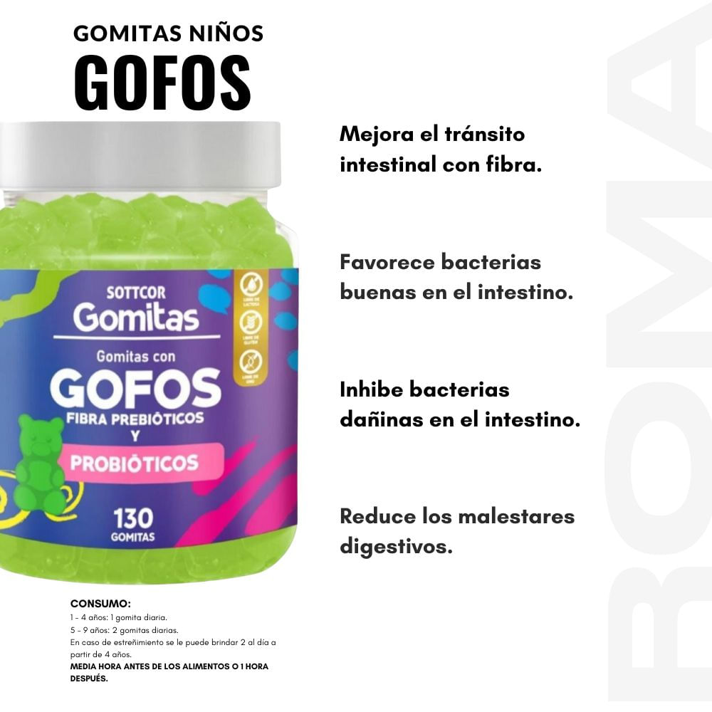 PACK 2 GOMITAS GOFOS PARA NIÑOS + ZINC ADULTO 260 UND - Real Plaza