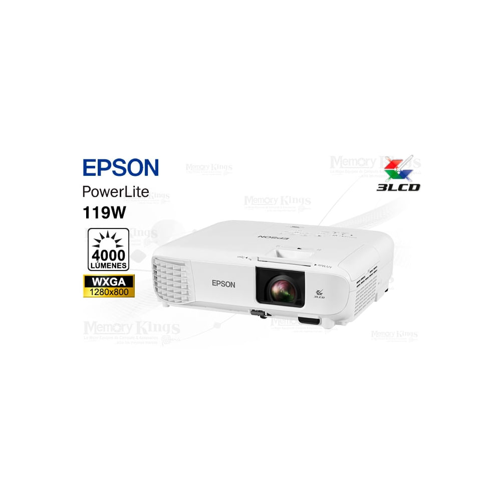 Proyector Epson Powerlite 119W 3Lcd Wxga - Hdmi X2, Vga X2, Lan Y Usb ...