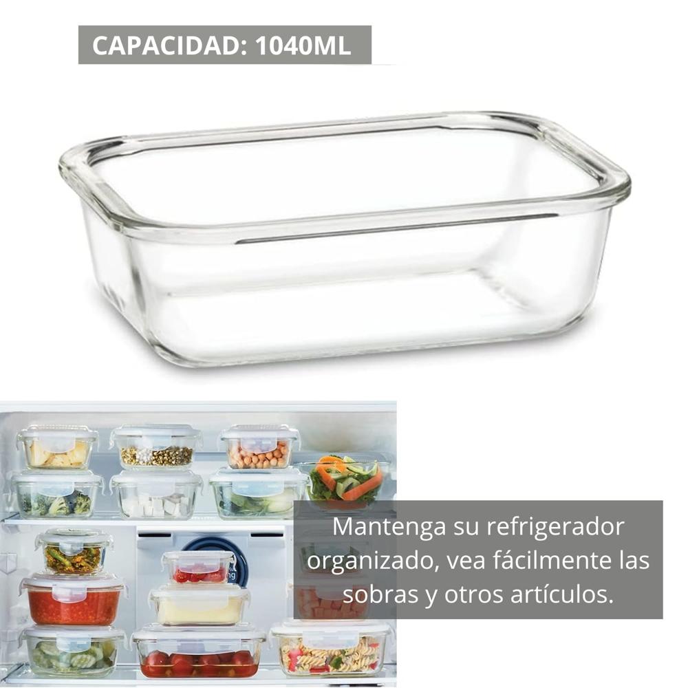 Taper de Vidrio Hermético Rectangular 1040ml - Real Plaza