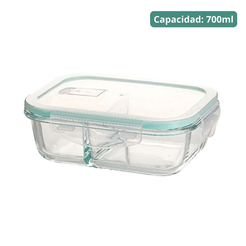 Taper de Vidrio Hermético con Divisiones 700ml - Real Plaza