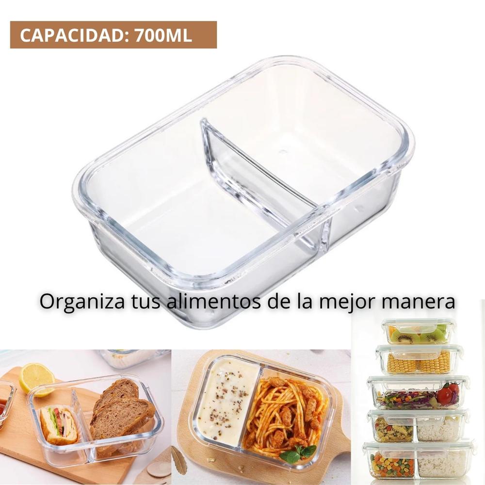 Taper de Vidrio Hermético con Divisiones 700ml - Real Plaza