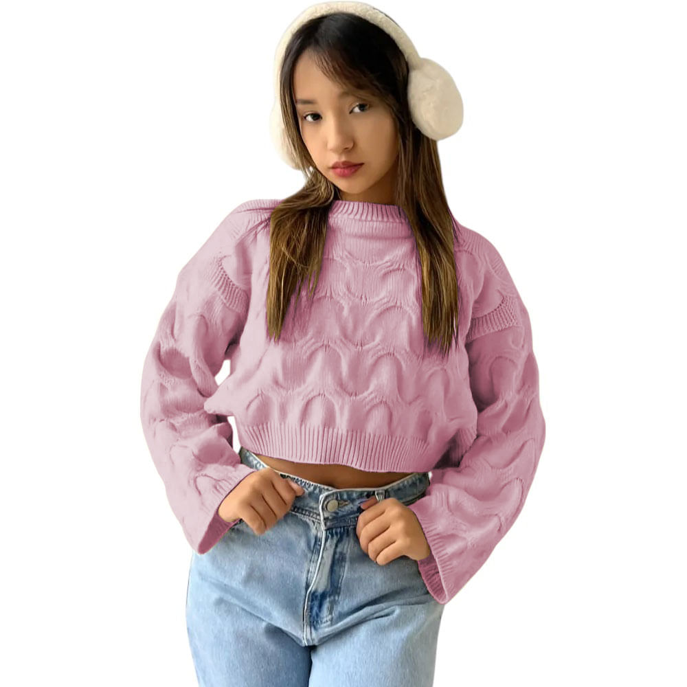 Chompa Mujer Hilo Clasico 359G-23 Color Rosa - Real Plaza