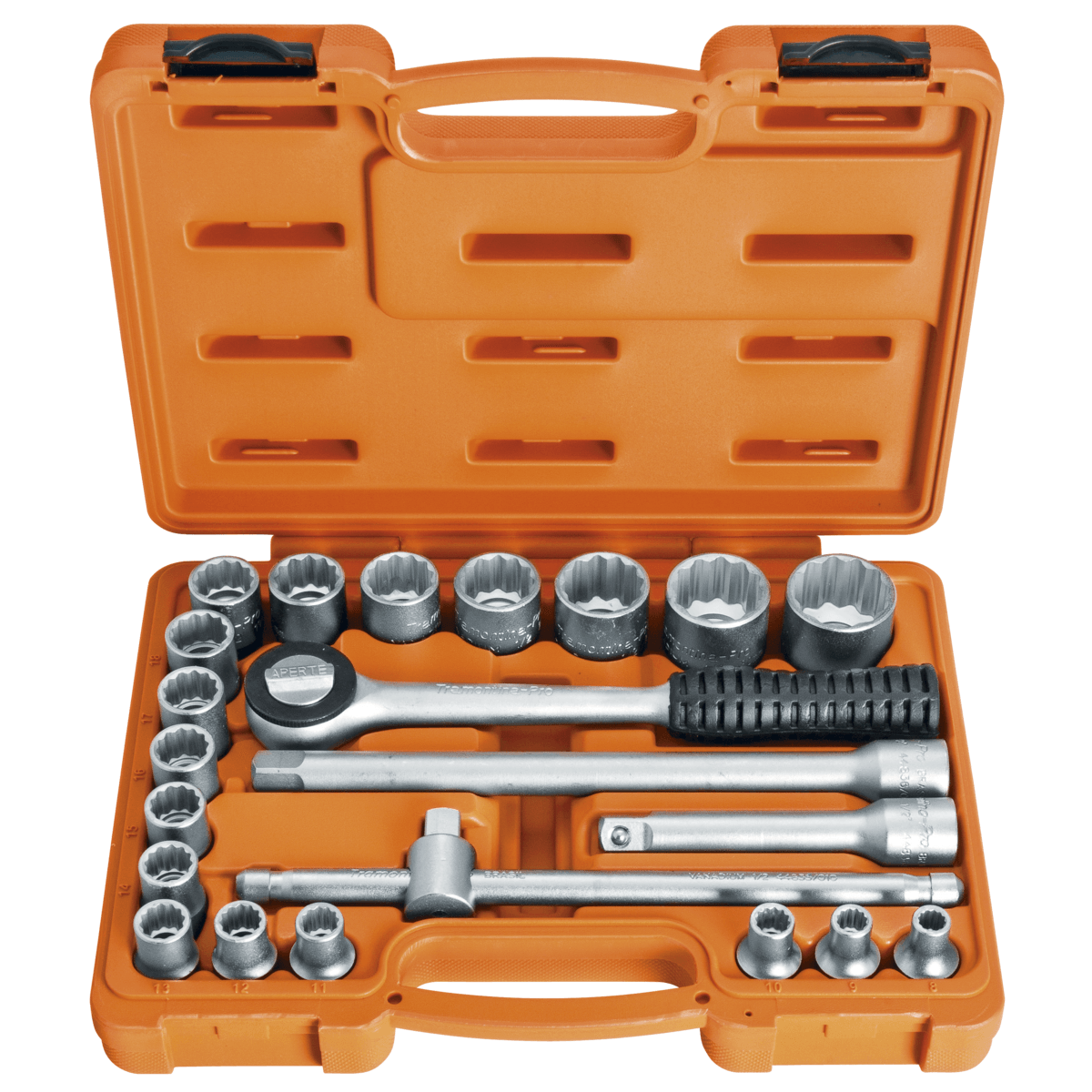 Maletín con Dados Estriados y Accesorios 1/2" Milímetros - 22 Piezas ...