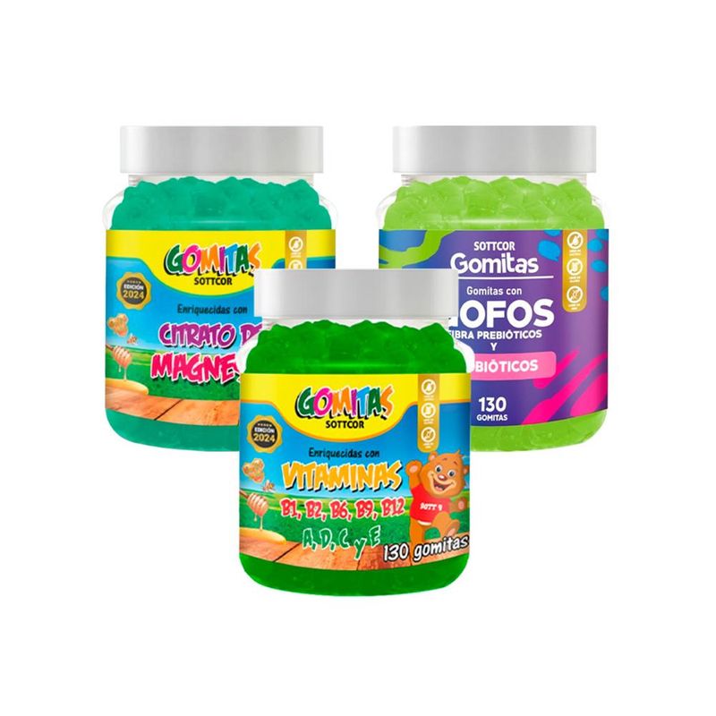 Combo Gomitas Gofos + Citrato + Multivitaminas Sottcor Niños - Real Plaza