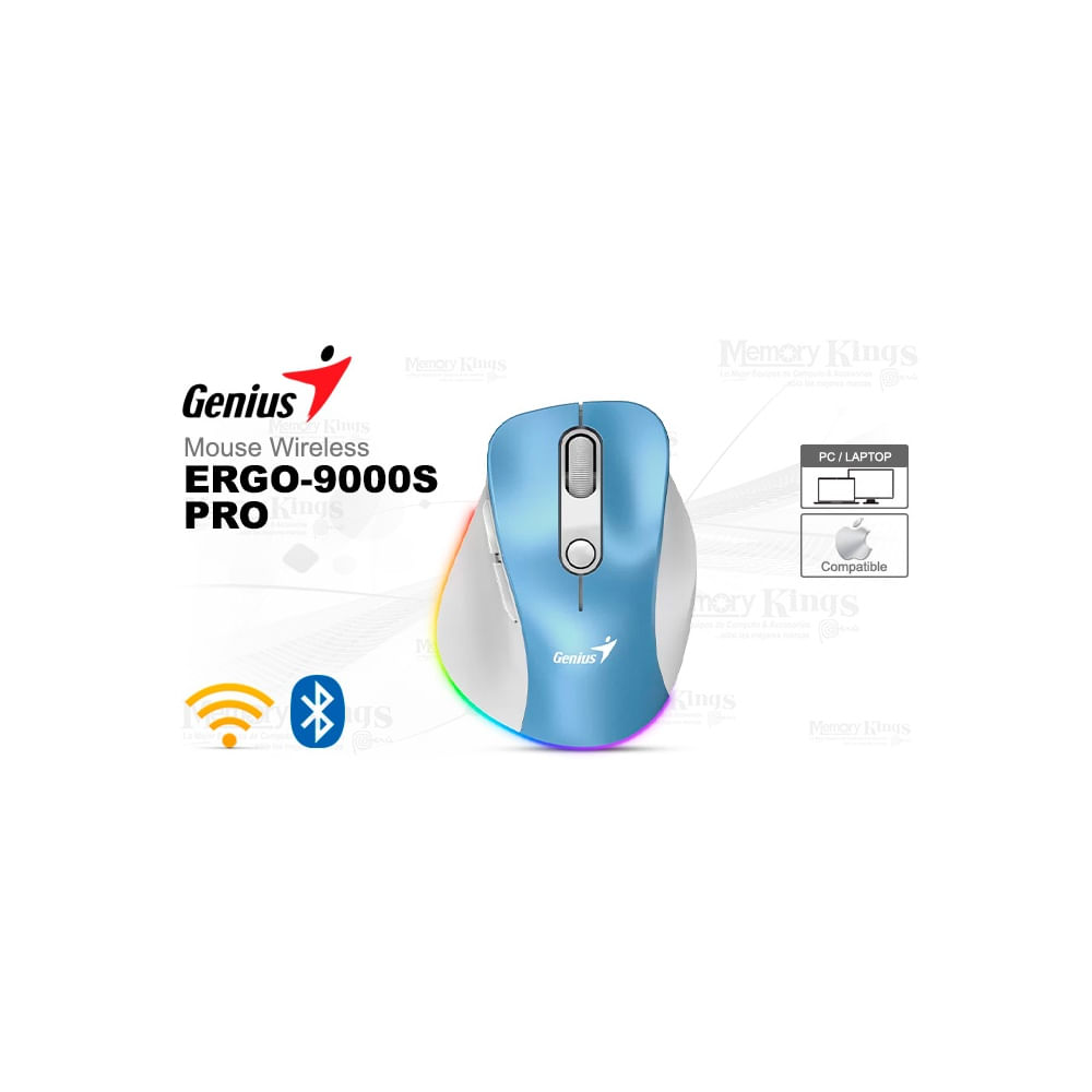 Mouse Genius Ergo-9000S Pro Rgb Recargable Bluetooth Y Wireless ...