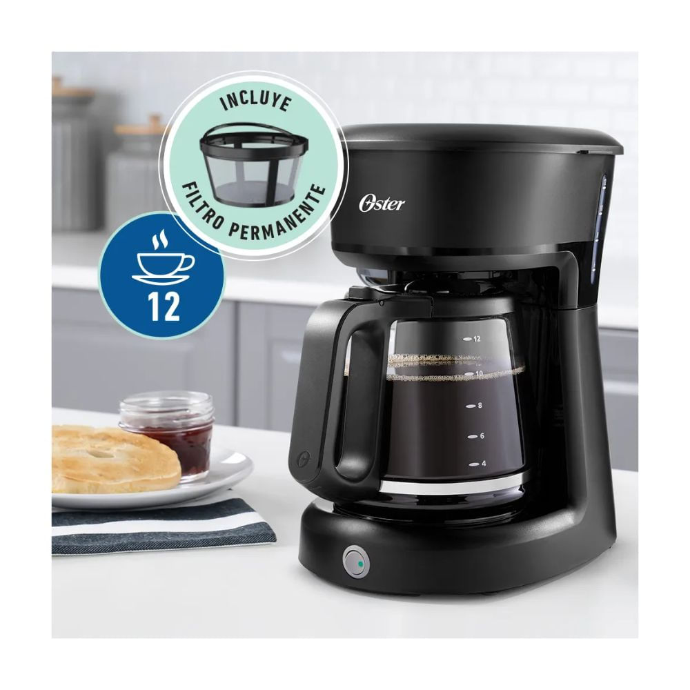 Cafetera Oster de 12 Tazas con Filtro permanente BVSTDCS12B-053 - Real ...