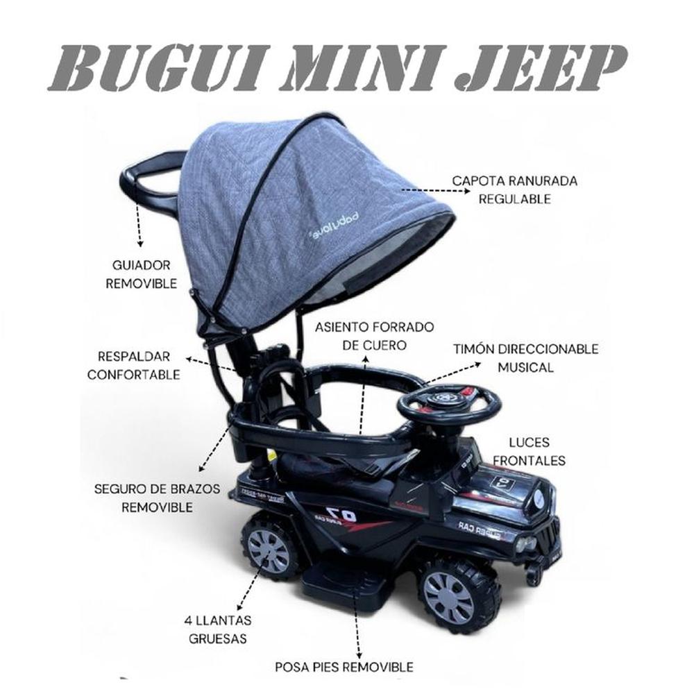 Nuevo Bugui Guiador Mini Jeep Musical -Negro - Real Plaza