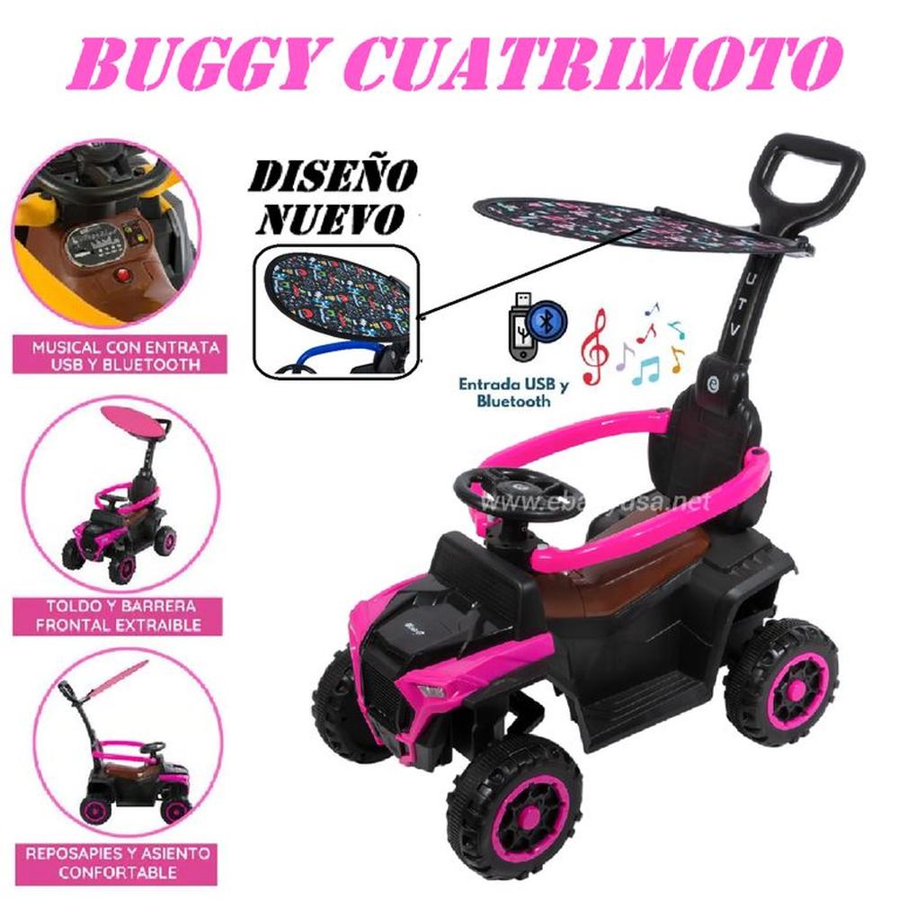 Bugui Tractor Musical y Luces Sombrilla con Diseño -Rosado - Real Plaza