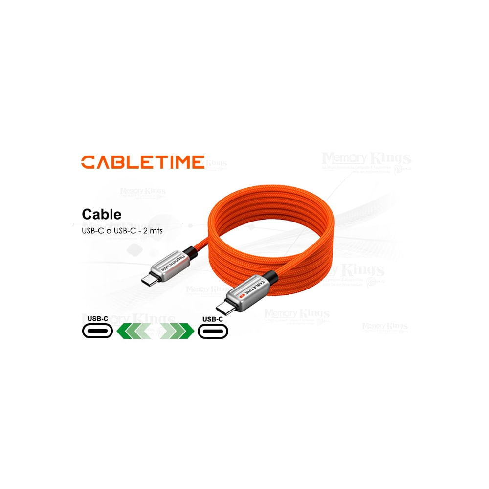Cable USB-C a USB-C 2m CABLETIME CU06L 240W - Alta velocidad y carga r - Real Plaza