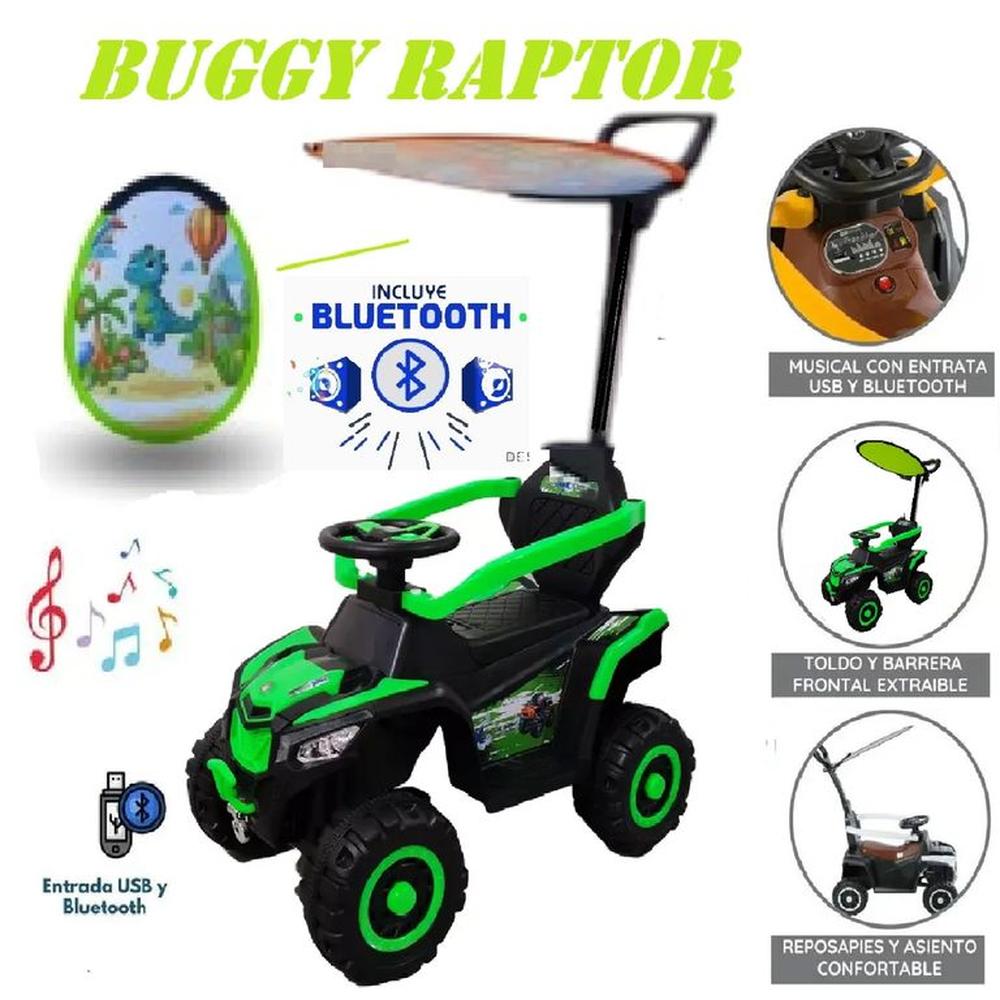 Bugui Raptor Bluetooth Musical y Luces con empujador-Ver - Real Plaza