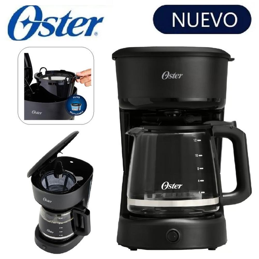 Cafetera Oster 12tz de filtro reutilizable BVSTDCS121B -Negra - Real Plaza