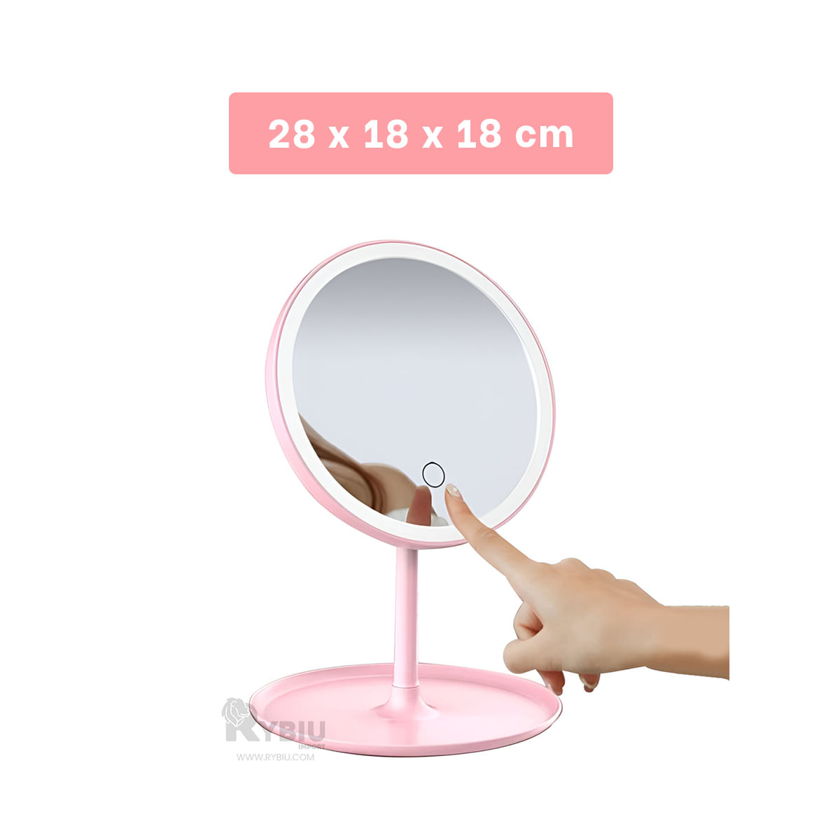 Espejo Led Táctil Circular Color Rosado | RealPlaza.com - Real Plaza