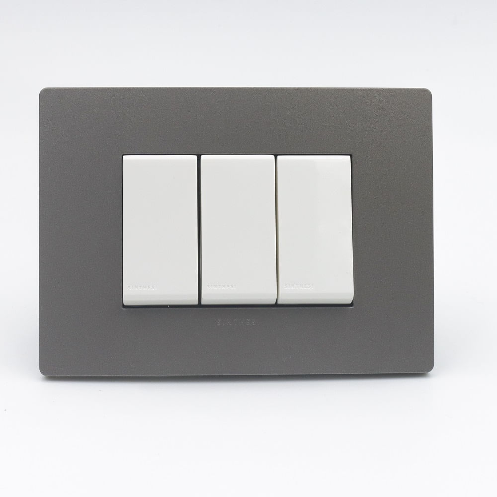 INTERRUPTOR TRIPLE SINTHESI S33 PLACA PIEDRA | RealPlaza.com - Real Plaza