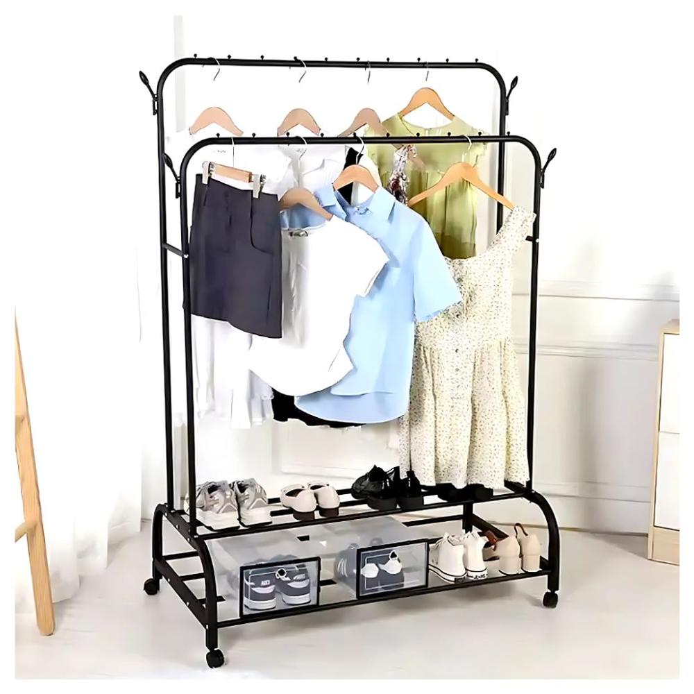 Colgador Perchero de Metal con Ruedas con Doble Organizador y Doble ...