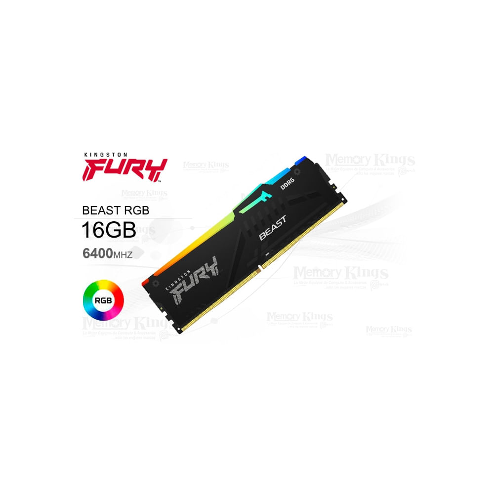 Memoria RAM Kingston 16GB KF RGB DDR4 3200MHz - Iluminación LED y alto ...