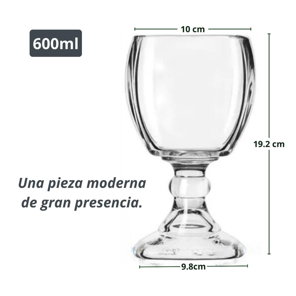 Copa Chabela Cuadrada 610ml, Set 12 Copa Crisa Suprema - Real Plaza