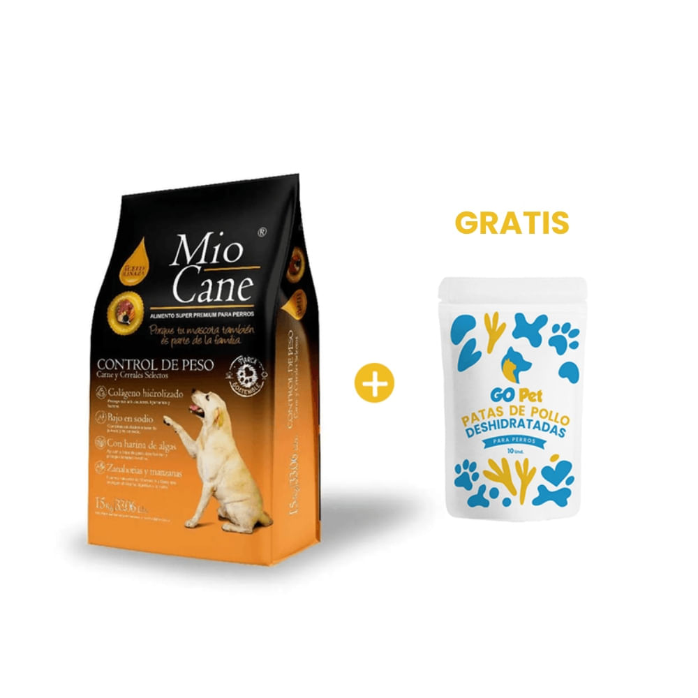 Mio Cane Super Premium Control de Peso 15 Kg y GRATIS Go Pet Patas de ...