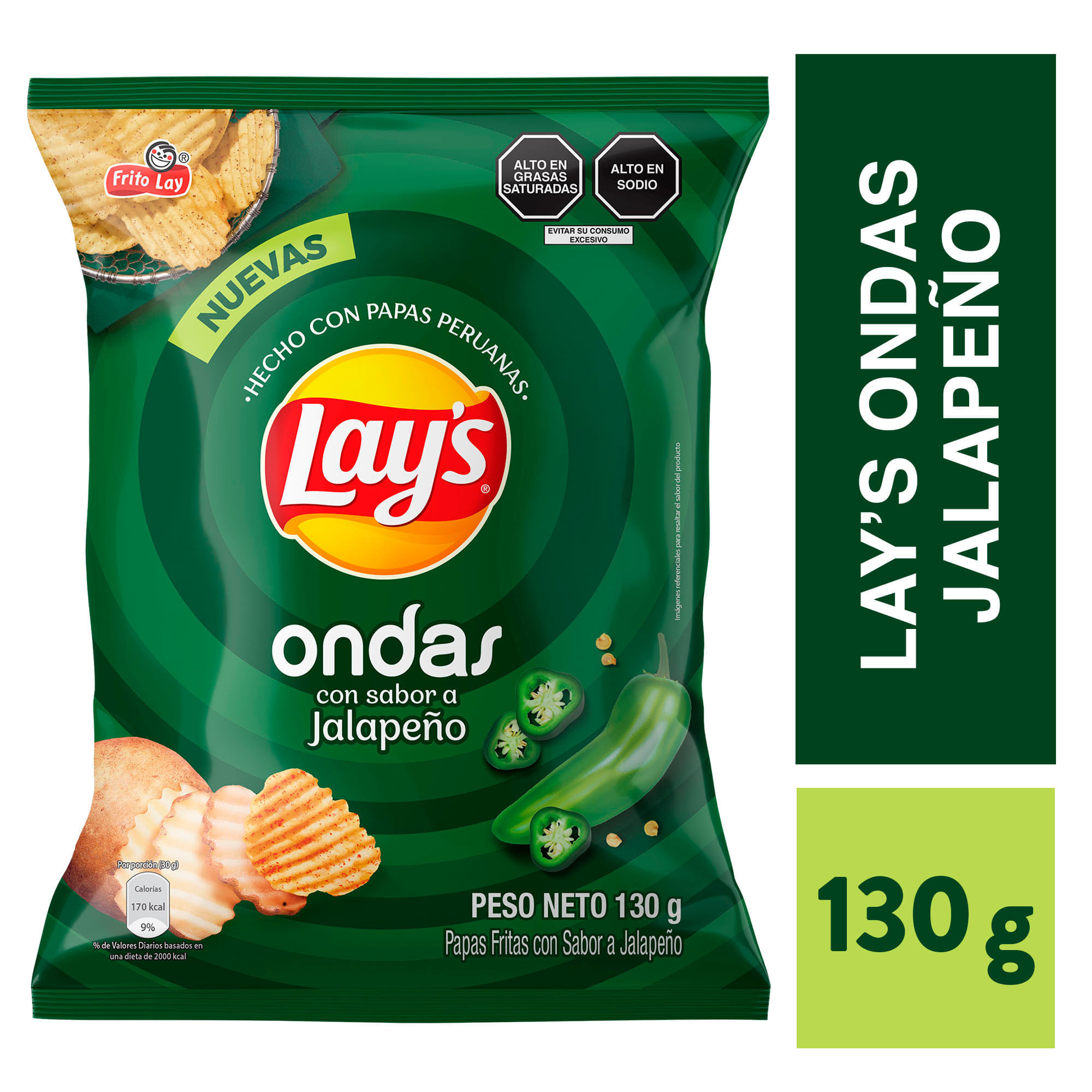 Papas Ondas LAYS con Sabor a Jalapeño Bolsa 130g - Real Plaza
