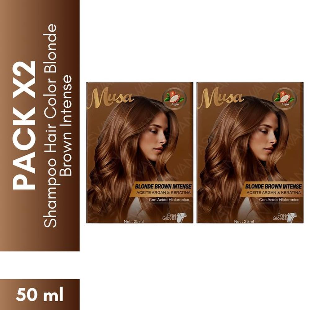 Pack x2 Shampoo Hair Color Blonde Brown Intense 25 ml - MUSA - Real Plaza