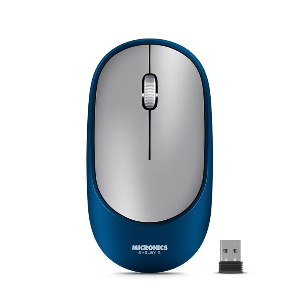 Mouse Shelby Mic M701-3M Micronics Gris Azul - Real Plaza