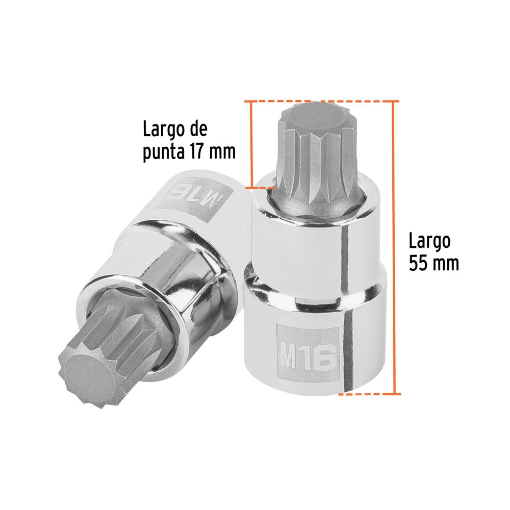 Dado M16 Bristol Punta Corta Encastre de 1/2" 101247 Truper - Real Plaza