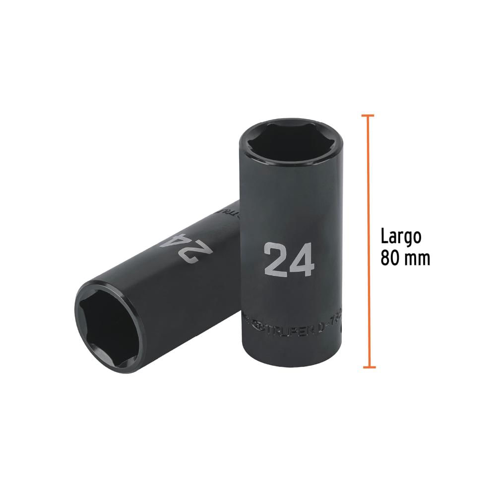 Dado 24mm Impacto Tubular Hexagonal Encastre de 1/2" 100923 Truper ...