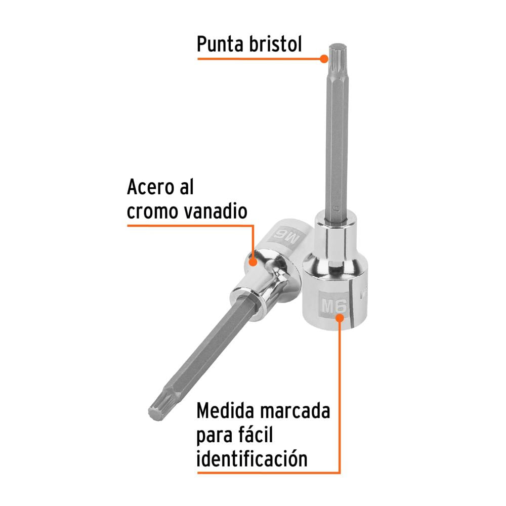 Dado M6 Bristol Punta Larga Encastre de 1/2" 101249 Truper - Real Plaza