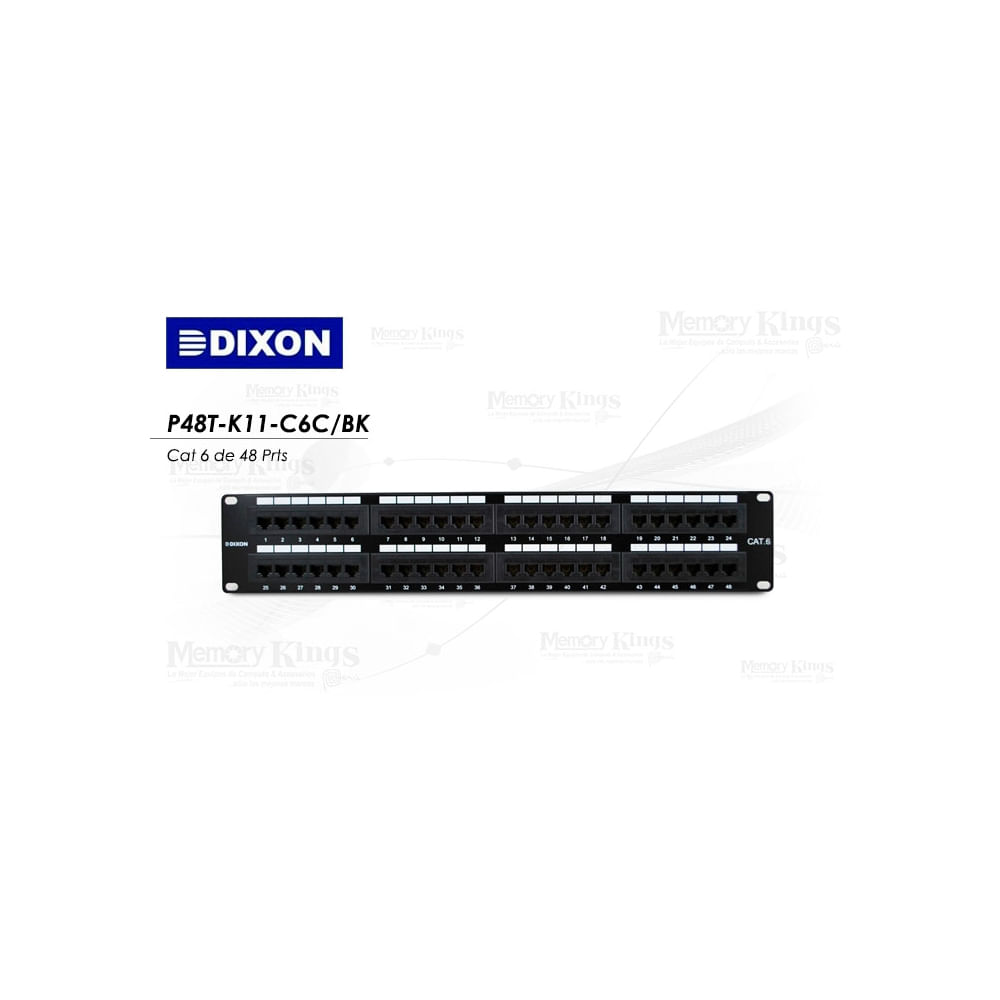 Patch panel CAT6 48 puertos Dixon Tipo 110 para conexión estructurada de red Ethernet - Real Plaza