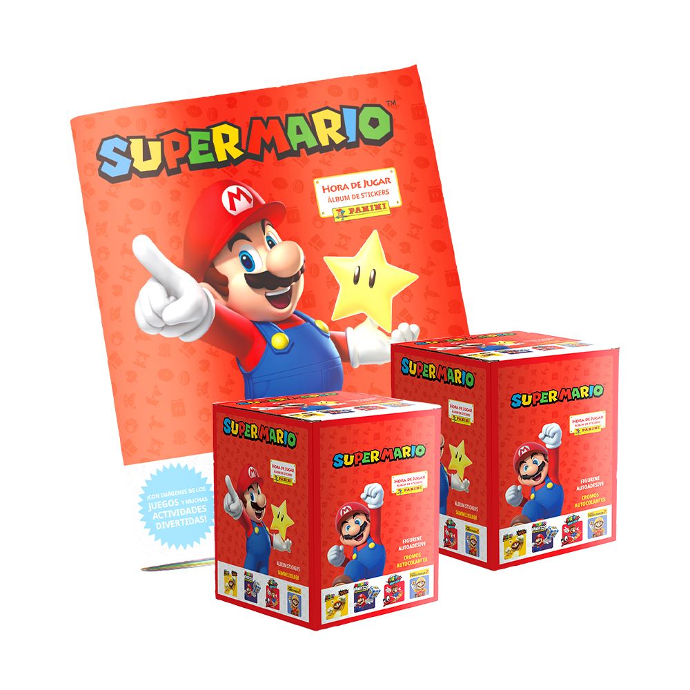 ALBUM SUPER MARIO, ALBUM TAPA BLANDA + 2 PAQUETONES - Real Plaza