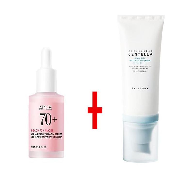 PACK ANUA PEACH 70% NIACINAMIDE SERUM + SKIN1004 CENTELLA HYALU-CICA WATER-FIT SUN SERUM - Real ...