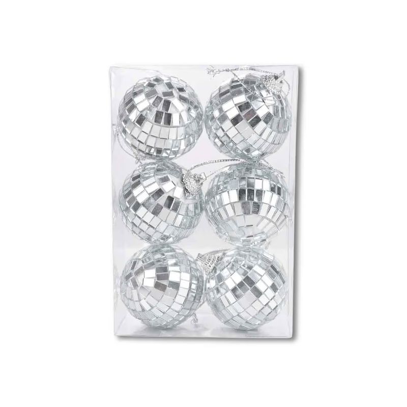 NAVIDAD Esferas reflectivas Plateadas Set 6 pcs - Real Plaza