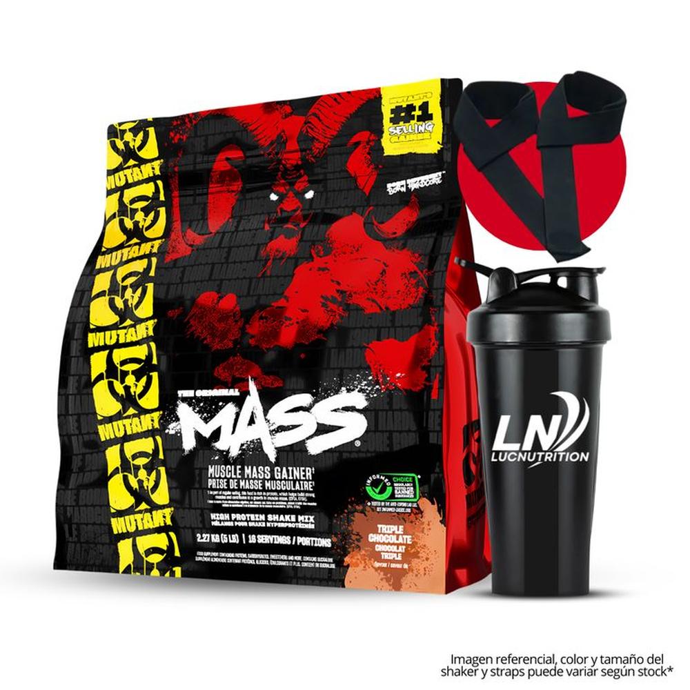 Mutant Mass 5 LB Triple chocolate + Shaker + Straps - Real Plaza