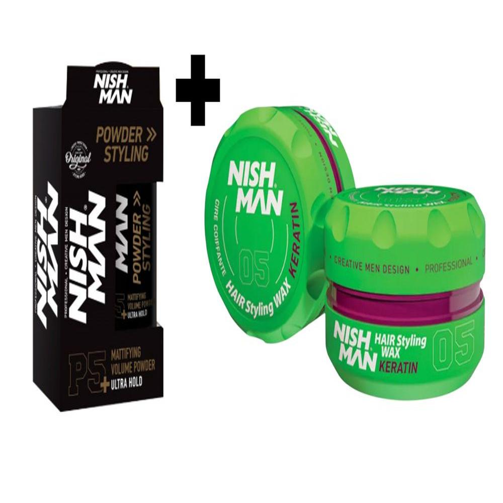 Pack Cera para el cabello Nishman Keratina 05 y Polvo texturizador 20g ...