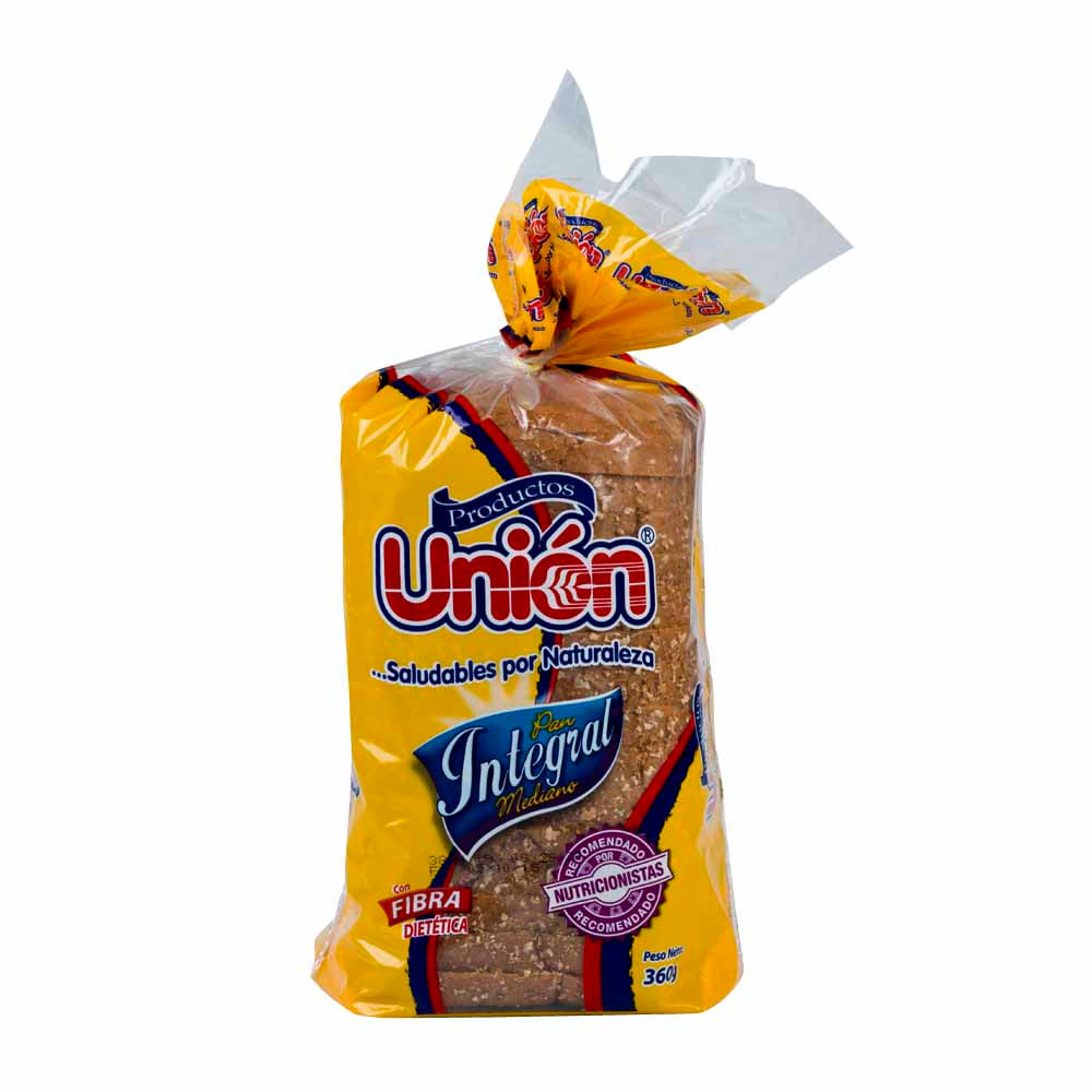 Pan de Molde Integral UNIÓN Mediano Bolsa 360g - Real Plaza