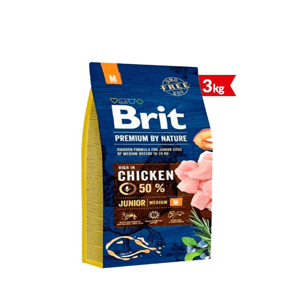 Comida para perros Brit Premium By Nature Junior Medium 3kg - Real Plaza